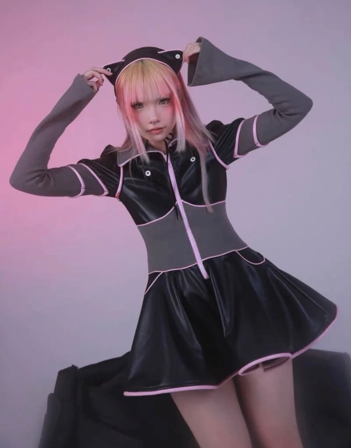 [Evil tooth] Mecha Cat Cyberpunk shaggy dress set – evil tooth